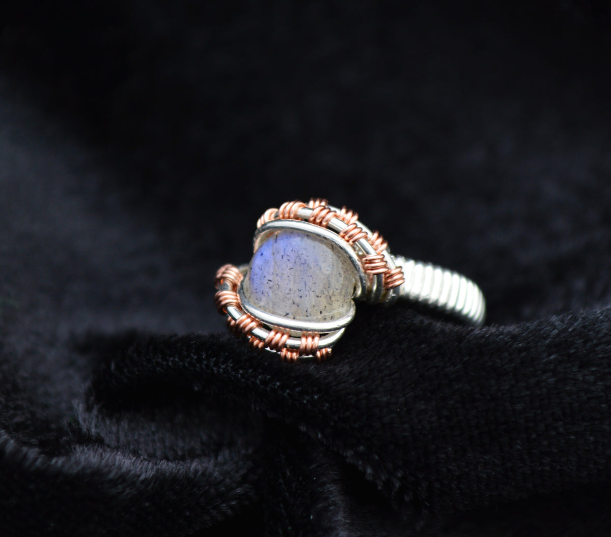 Sterling Silver and Copper Wire Wrapped Labradorite Ring – Ischa's ...